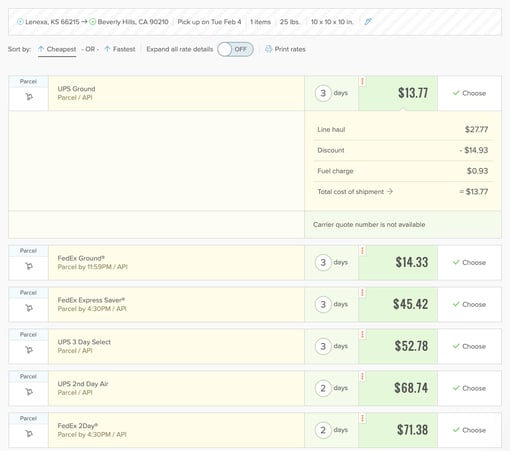 Parcel in Freightview